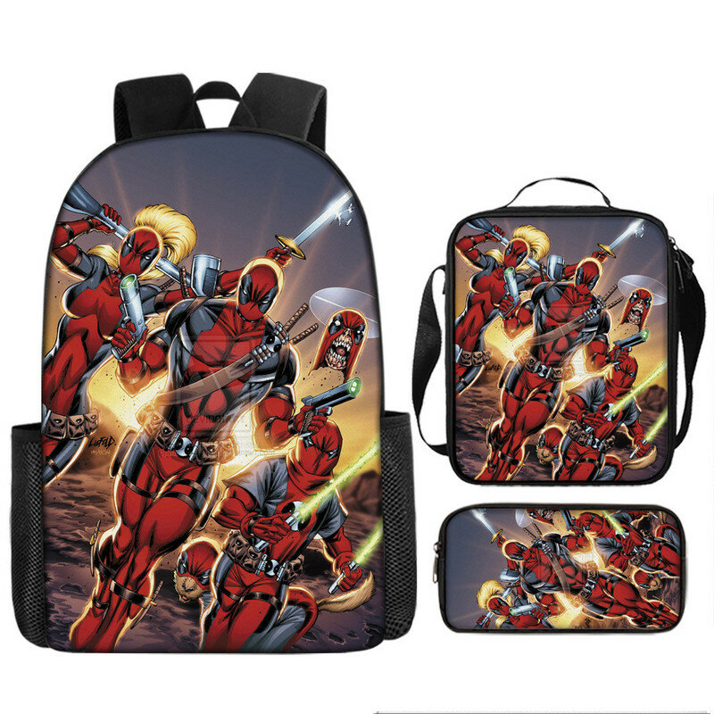 Рюкзак школьный + сумка через плечо + пенал-3 и 1 Сумка школьная мальчика для девочки подарок- Deadpool