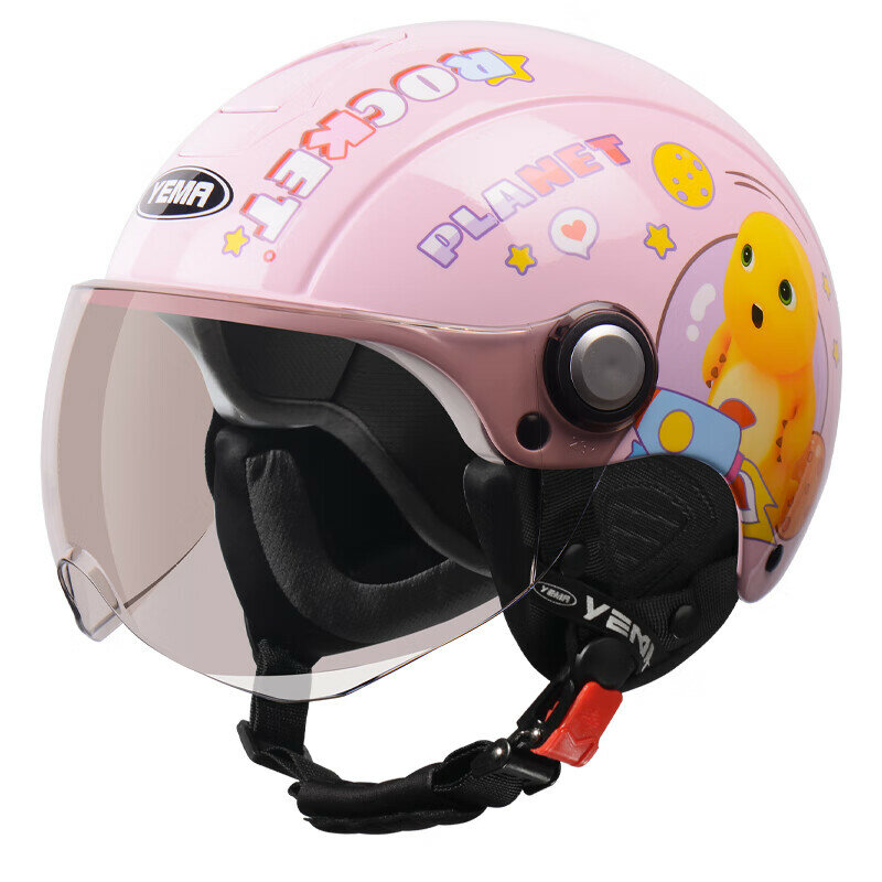 YEMA (YEMA) [Milk Dragon Co-branded] 3C Certified New National Standard 237S Children's Helmet Four Seasons Half Helmet for Boys and Girls Electric Vehicle Safety Helmet 3-12 Years Old Pink