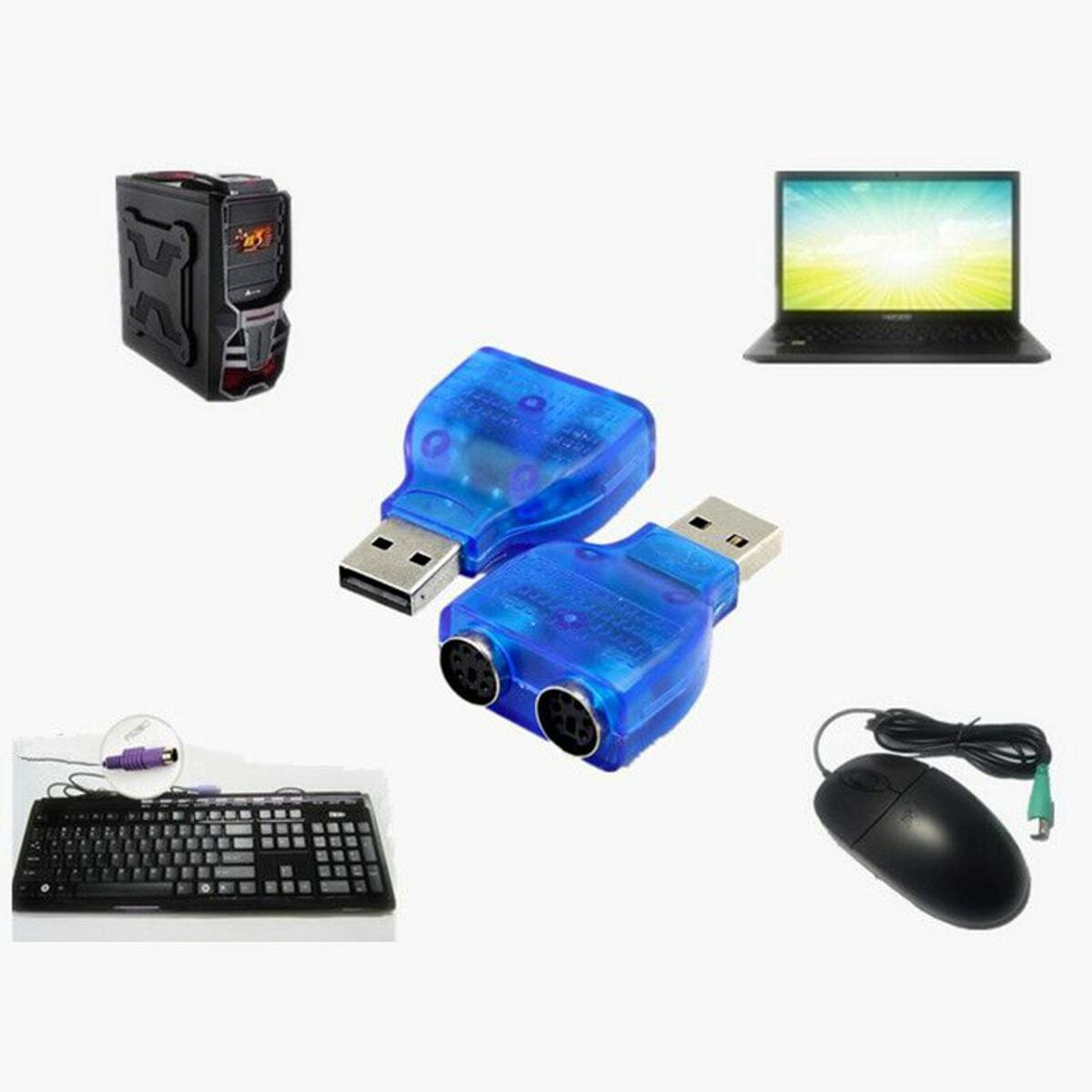 OULLX USB Male to Dual PS2 Female Кабель-адаптер-конвертер USB to Two PS2 Используется для клавиатуры и мыши