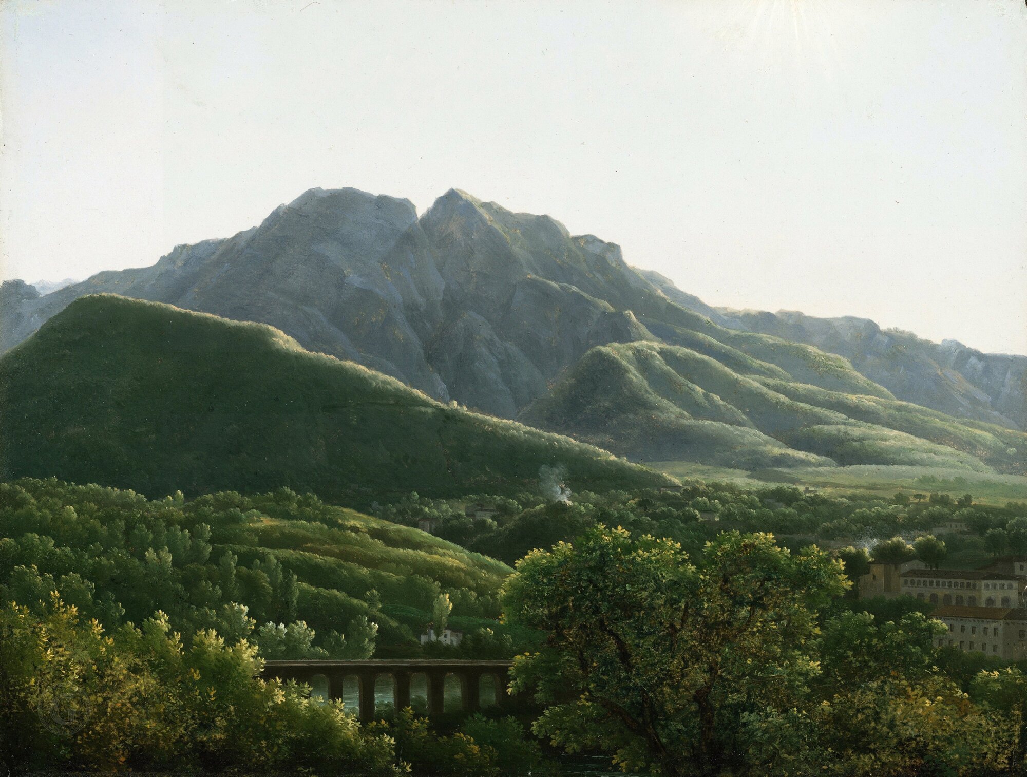 Картина Жана Бидо Вид моста и городка Кава в неапольском королевстве 80х60 см