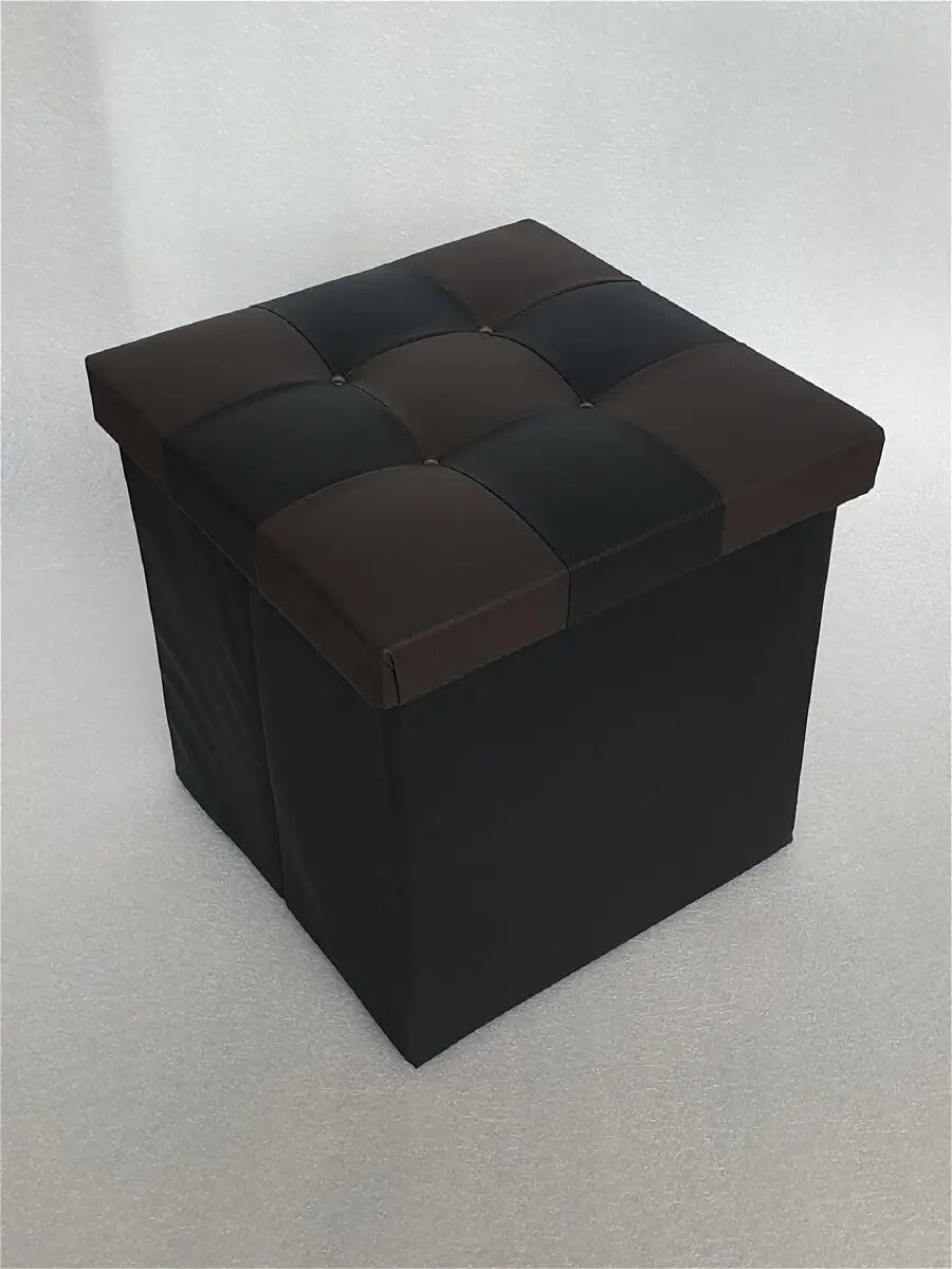 Пуф складной "Шахматы" черно-коричневый