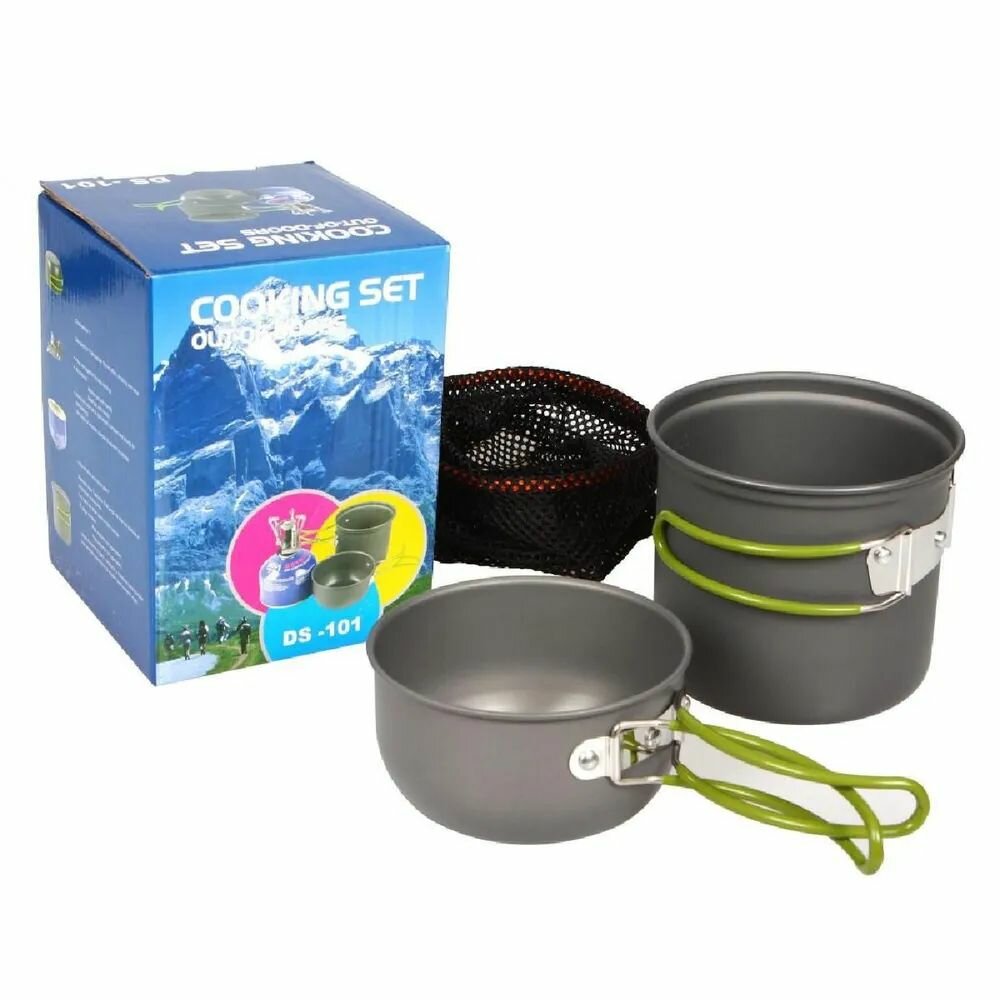 Набор туристической посуды Cooking Set DS-101/ котелок, кружка-ковш и мешок для хранения