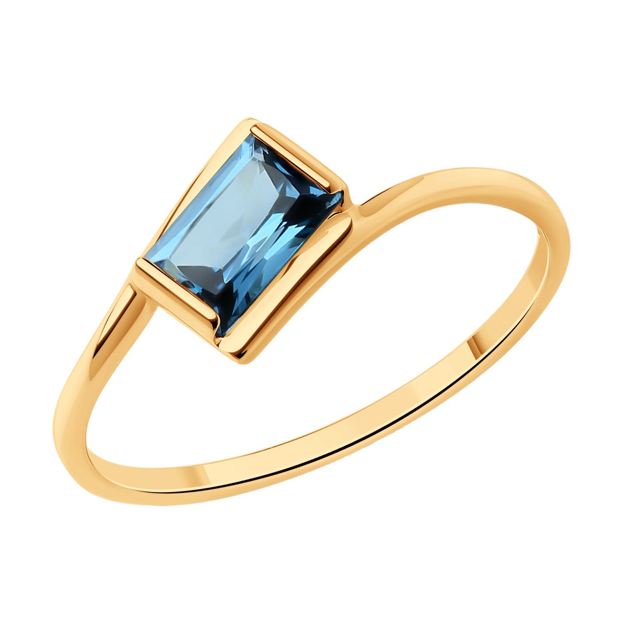 Кольцо, красное золото, 585 проба, Лондон топаз