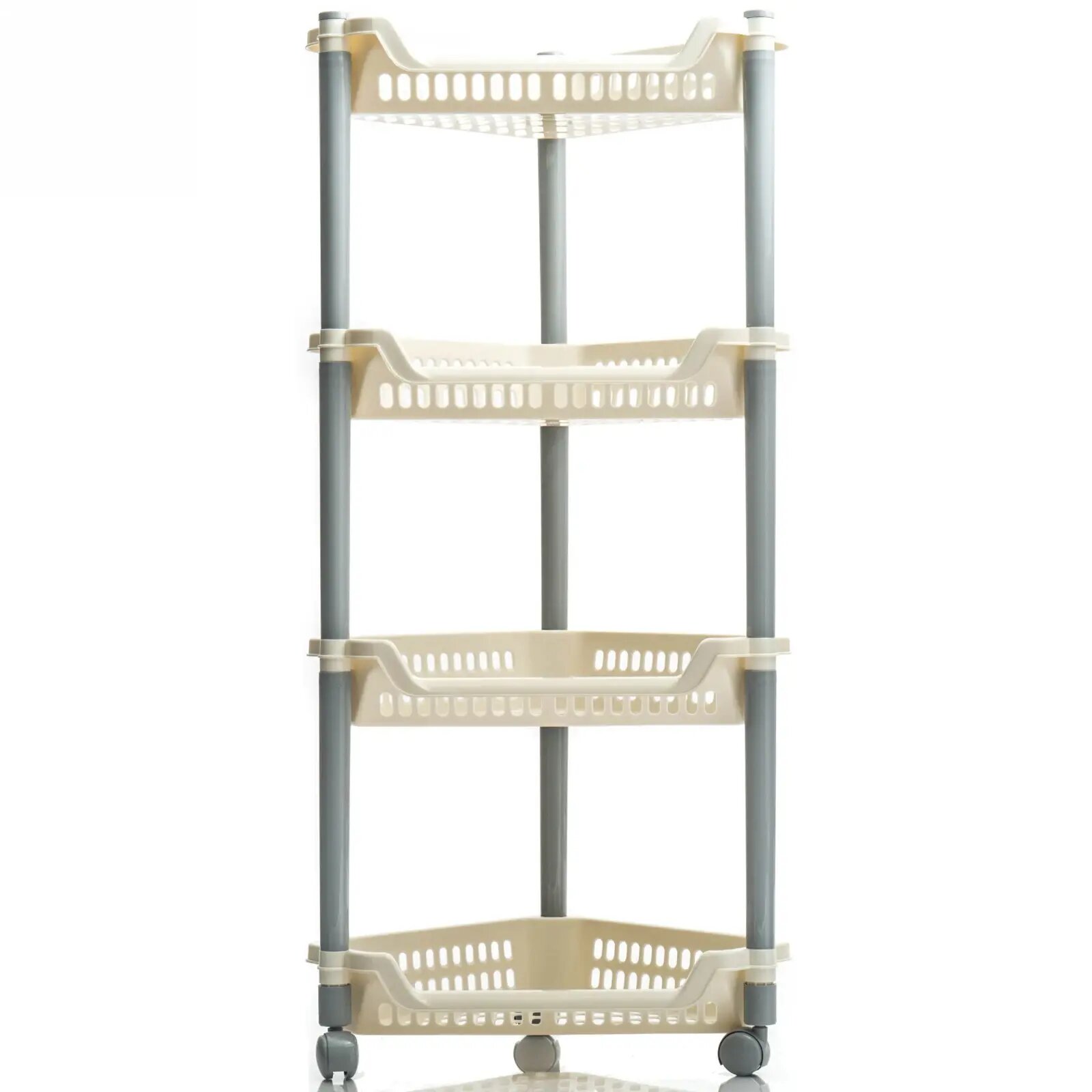Этажерка угловая 4-х секционная на колесиках, цвет микс, 82х38х30см