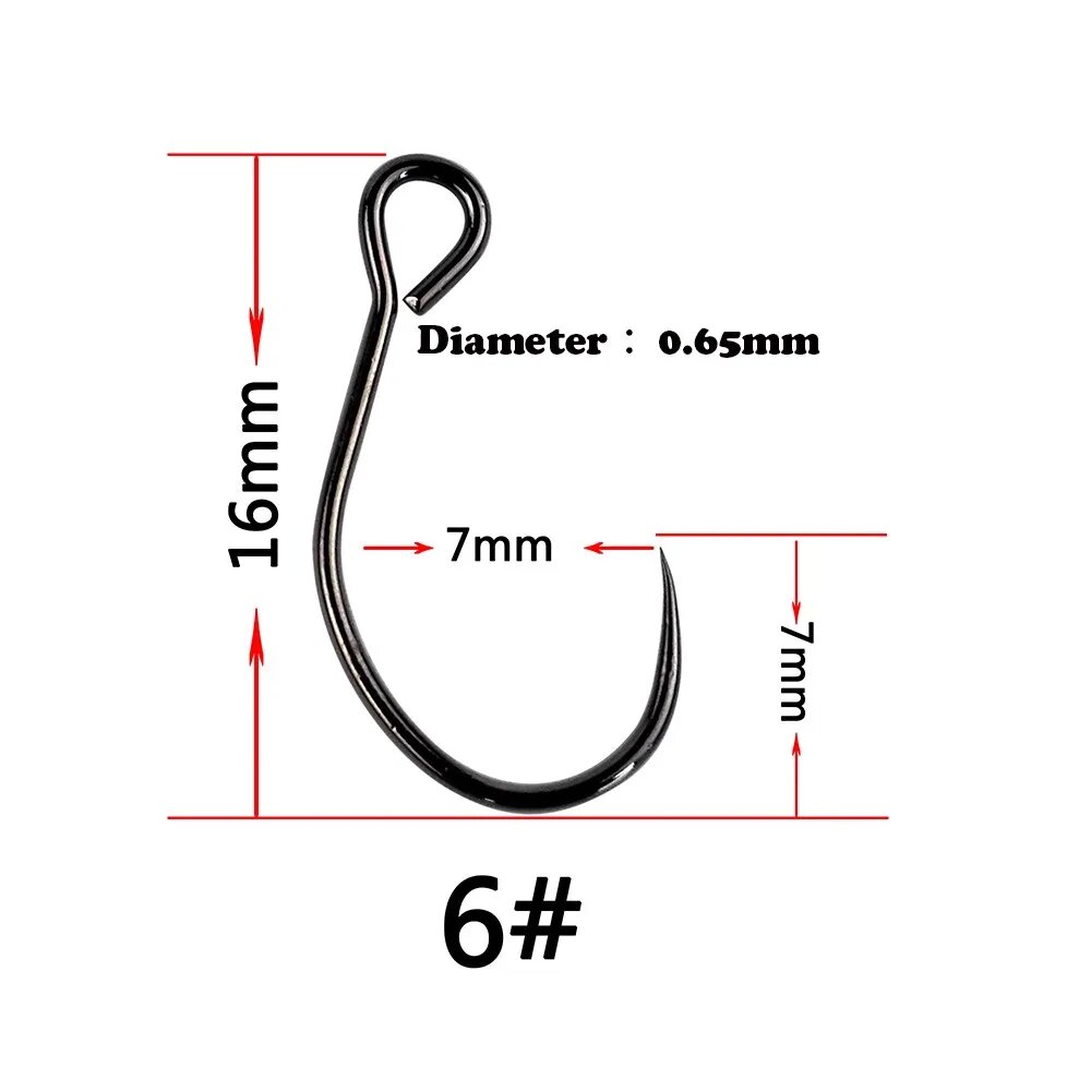 Крючки для воблеров Time 100 шт, высокоуглеродистая сталь #4/6/8 Size 6