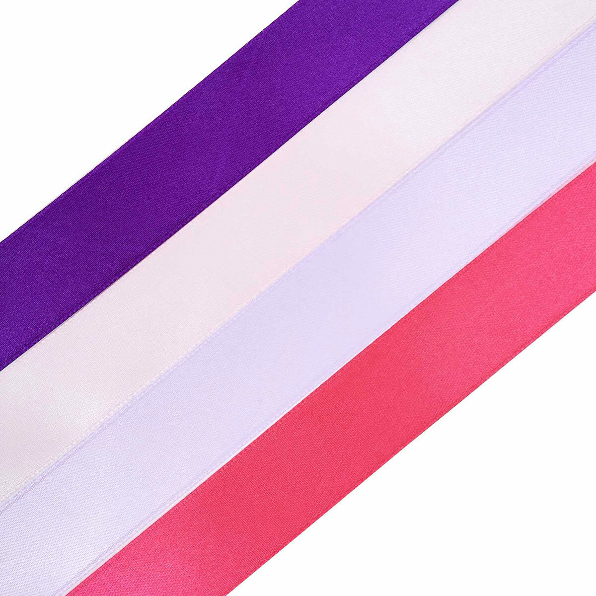 Лента атласная ассорти 4 цвета по 2,5см*23м, розово-фиолетовый микс