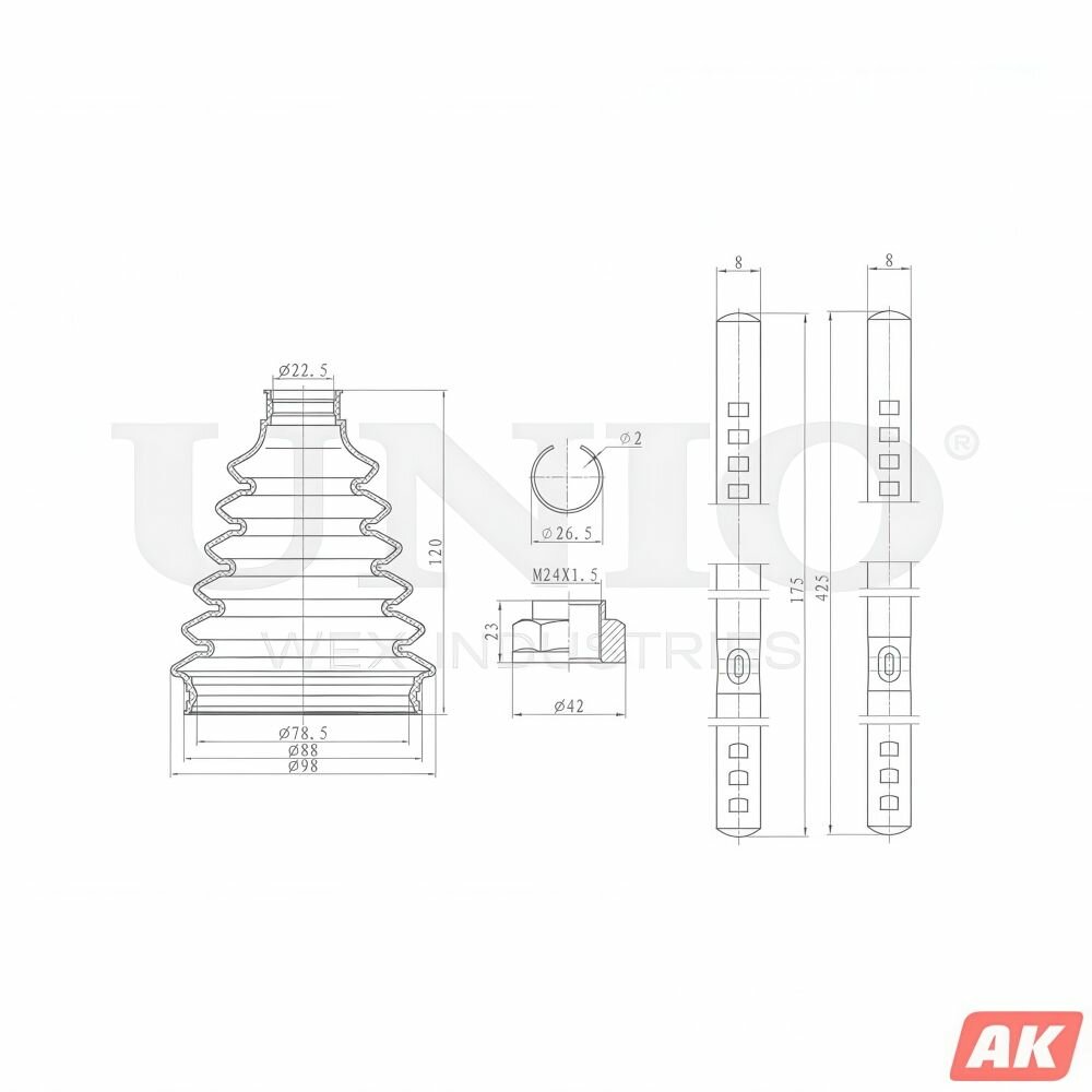 Пыльник шруса к-т, для Хонда Цивик VI VIII 95, FR V 05, Шр В 98, Honda Civic HR артикул DUC 30123K производителя UNIO