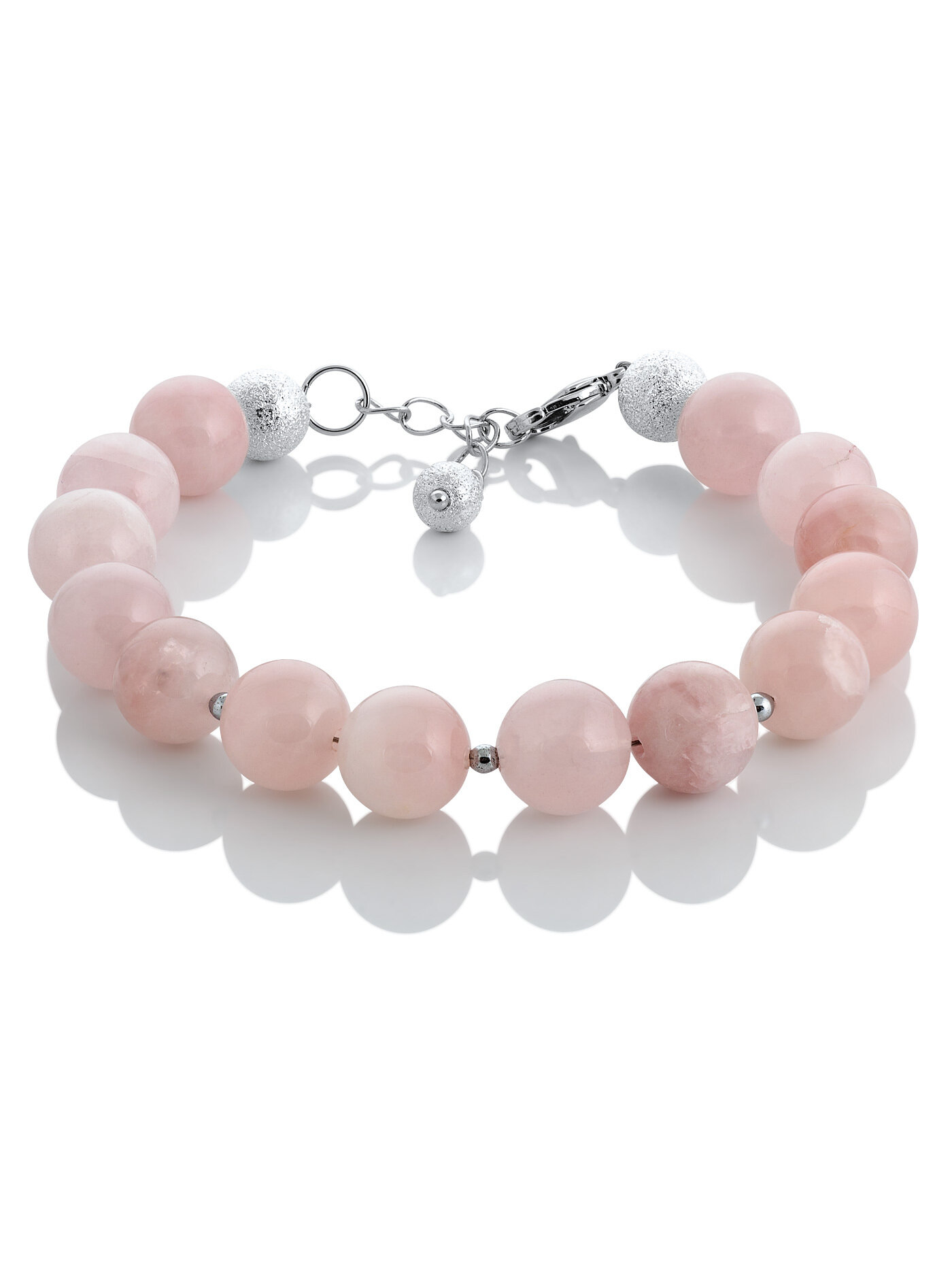 Браслет, кварц розовый