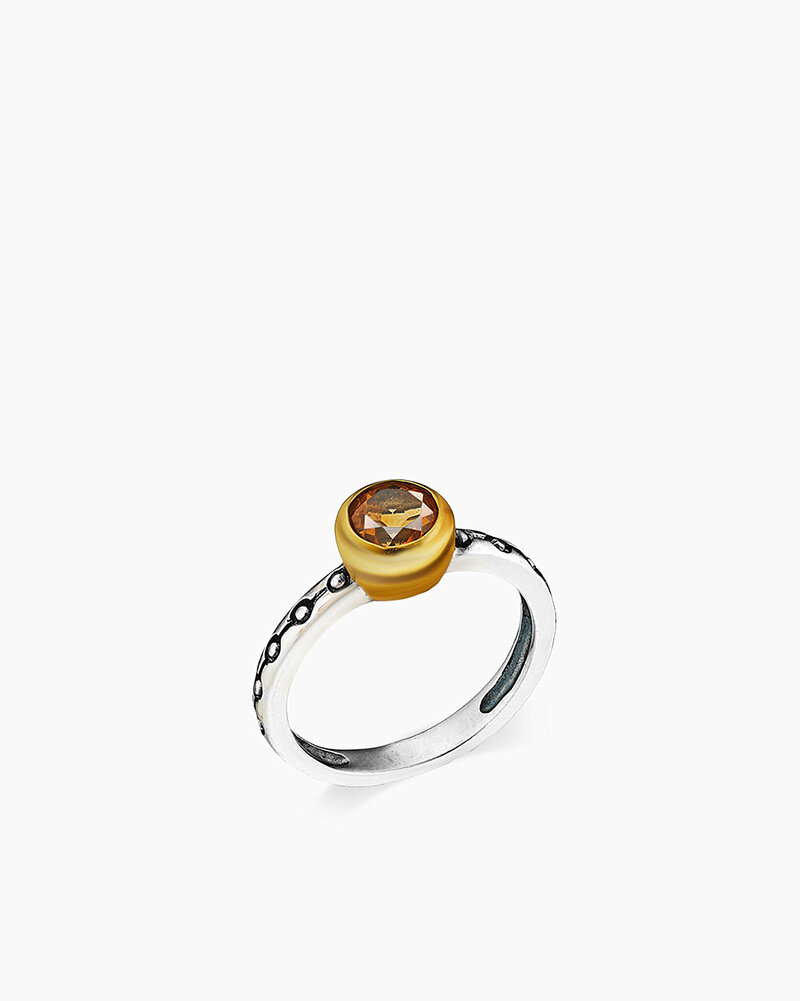 Кольцо, серебро, 925 проба, цитрин