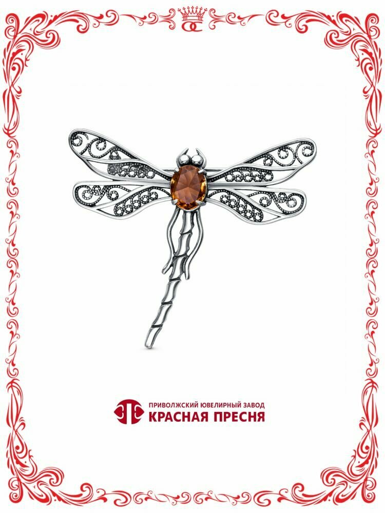 Брошь, серебро, 925 проба, оксидирование