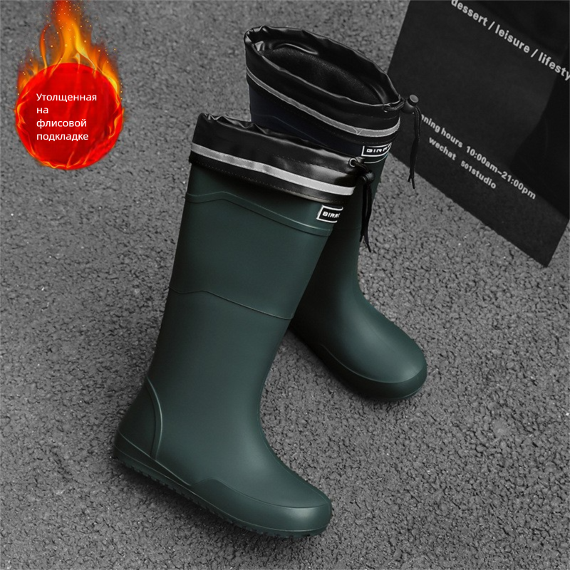 Полусапожки резиновые сапоги мужские новые весенне-летние водонепроницаемые, нескользящие, износостойкие водонепроницаемые туфли плюс бархат для работы, рыбалки, автомойки, кухни, резиновые туфлиРазмер обуви. EU:41