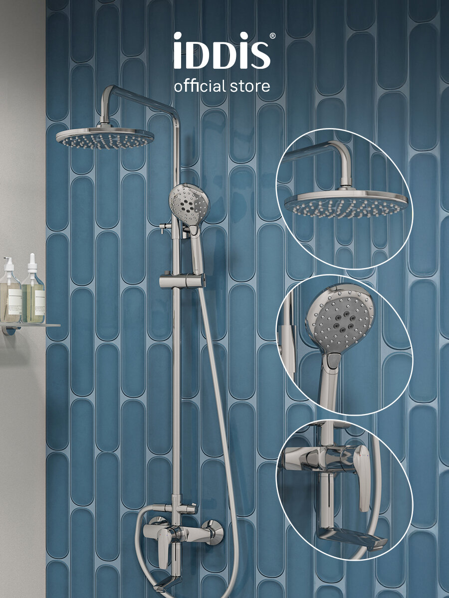 Душевая система IDDIS Ray RAYSB3Fi0 с тропическим душем глянцевый хром
