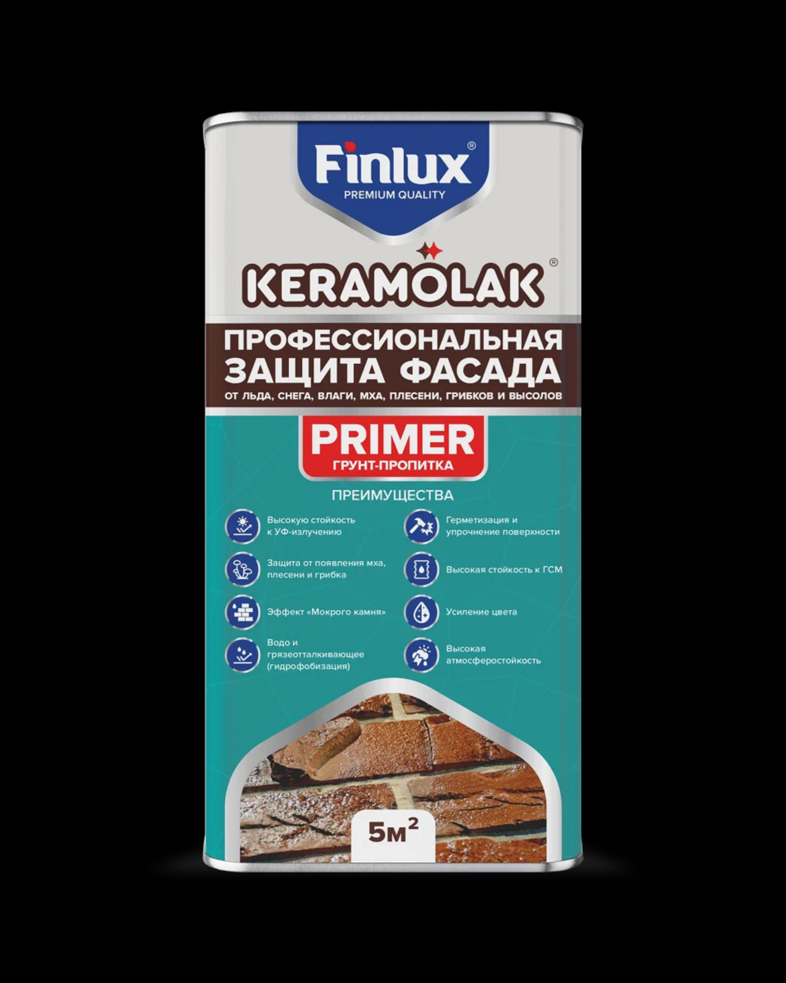 Грунт-пропитка герметизирующая, упрочняющая Finlux Keramolak Primer, бесцветная 25 кв. м.