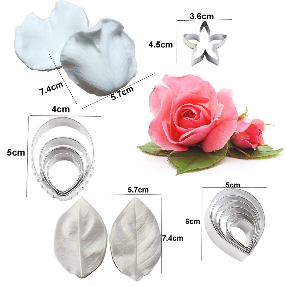 Розовые лепестки двухполосные боковые силиконовые формы и лепестки мягкие формы