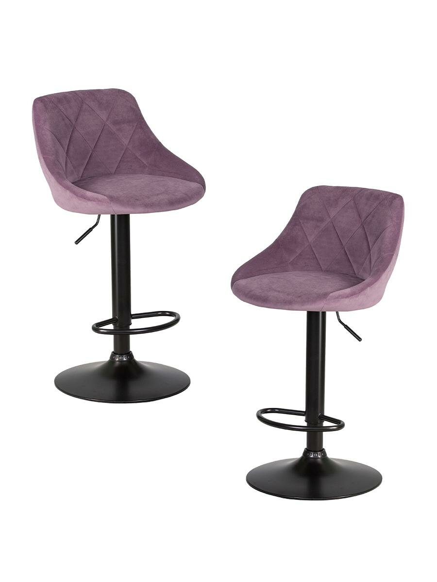 Стул барный DOBRIN Набор 2 шт Стул барный DOBRIN LOGAN BLACK, пудрово-сиреневый велюр (MJ9-52) арт. LM-5007-N_B-M_V-MJ9-52