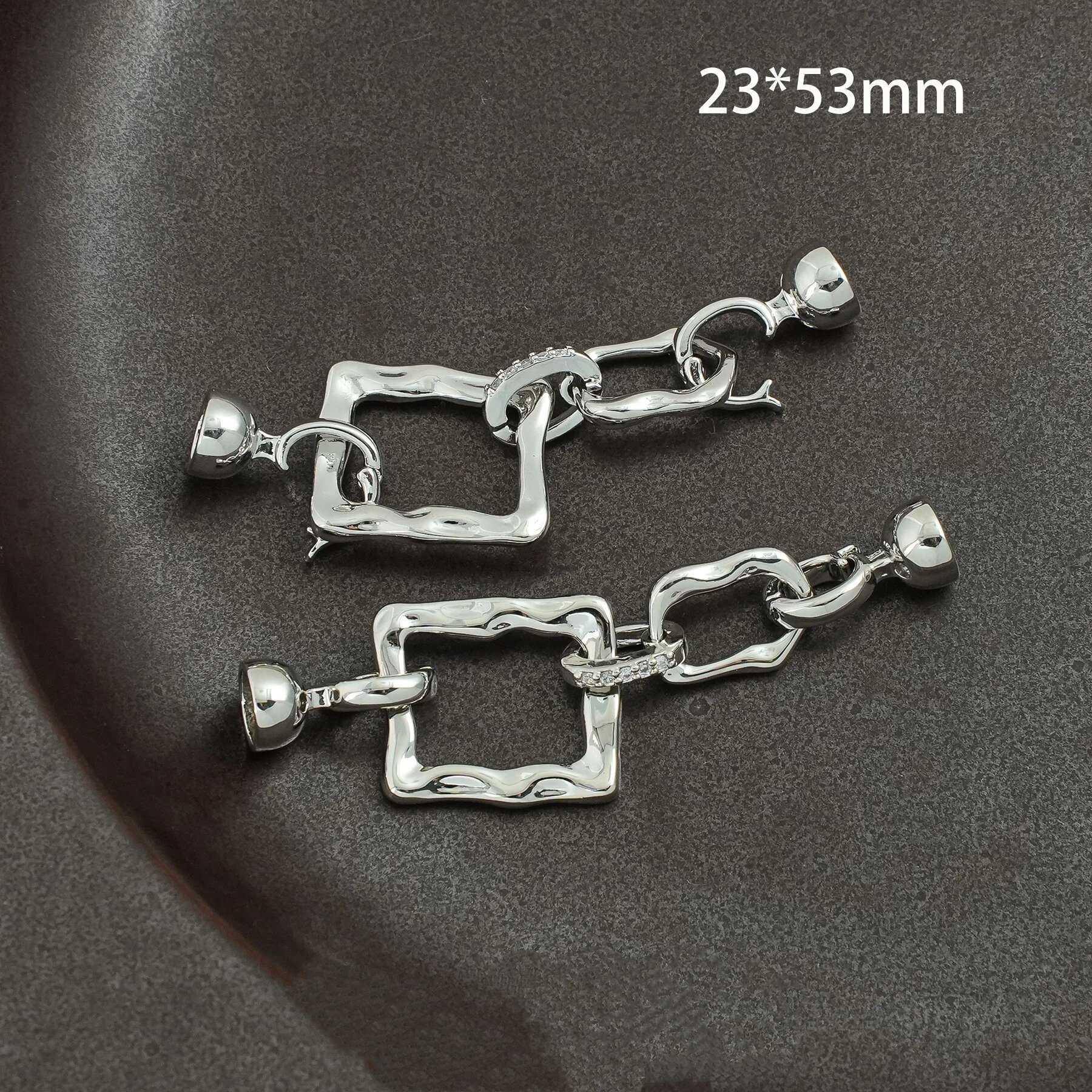 Серьги из серебра с прямоугольными элементами, 23*53 мм, Цвет: KOU-fang- 2