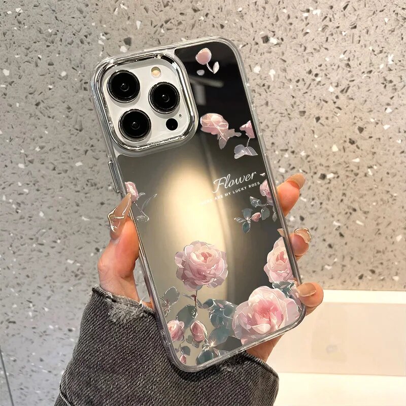 Чехол для iPhone 17 Pro с розой, HC32, зеркальный