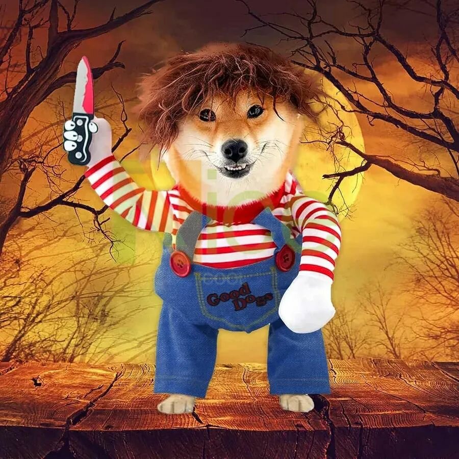 Костюм для собаки на Хэллоуин, Роковая Кукла, Костюм Чаки для собак, косплей