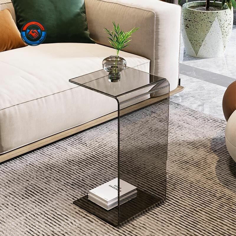 Акриловый прозрачный журнальный столик-приставка, компактный чайный столик для гостиной и спальни, лёгкий акрил 30х30х60 см, стильный минималистичный аксессуар для современного интерьера
