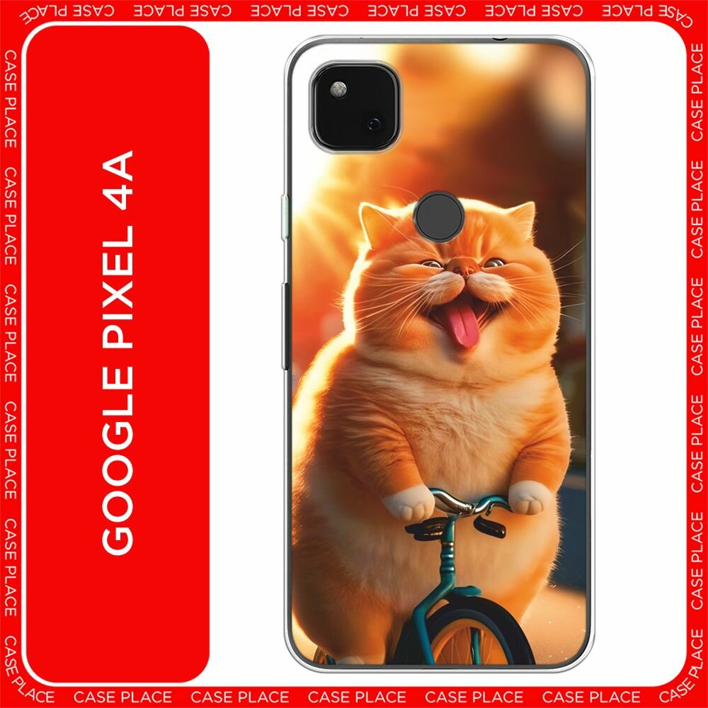 Чехол на Google Pixel 4A / Гугл Пиксель 4А с принтом "Кот на велике"