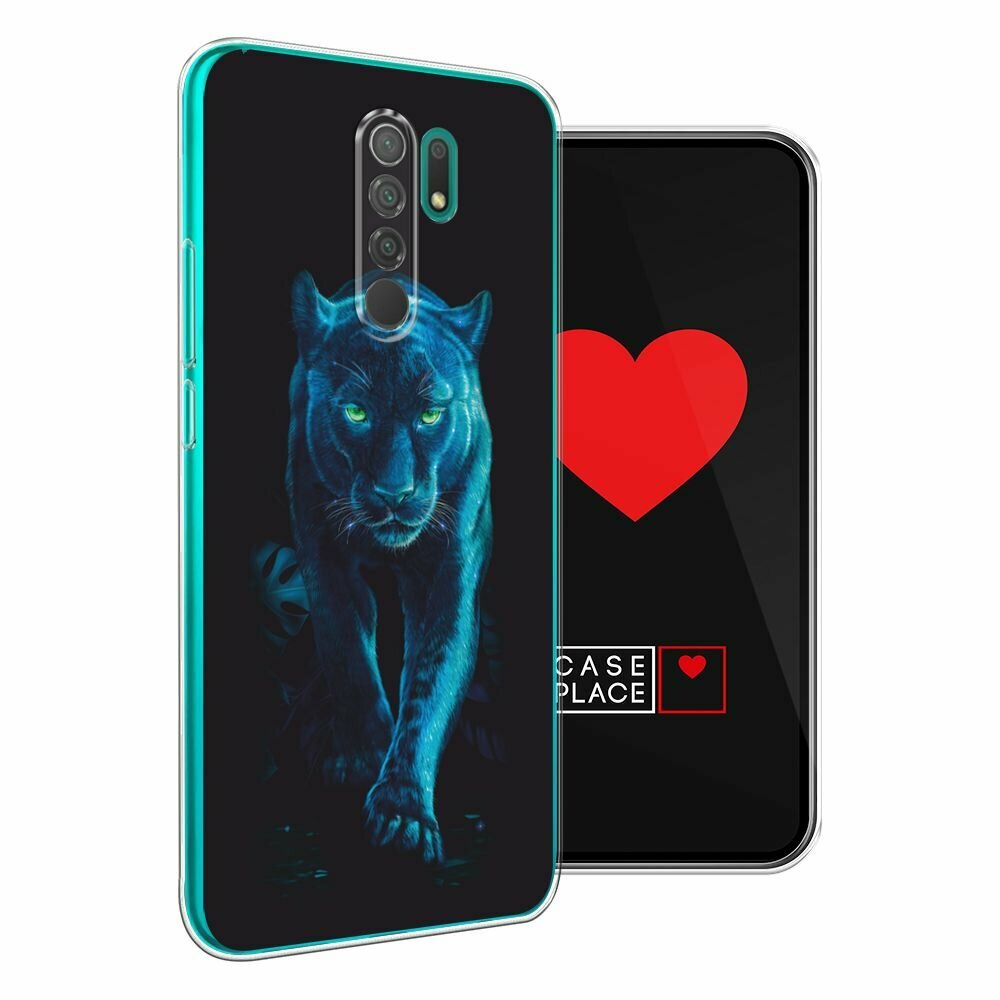 Чехол на Xiaomi Redmi 9 / Сяоми Редми 9 с принтом "Пантера в лунном свете" — фото 1