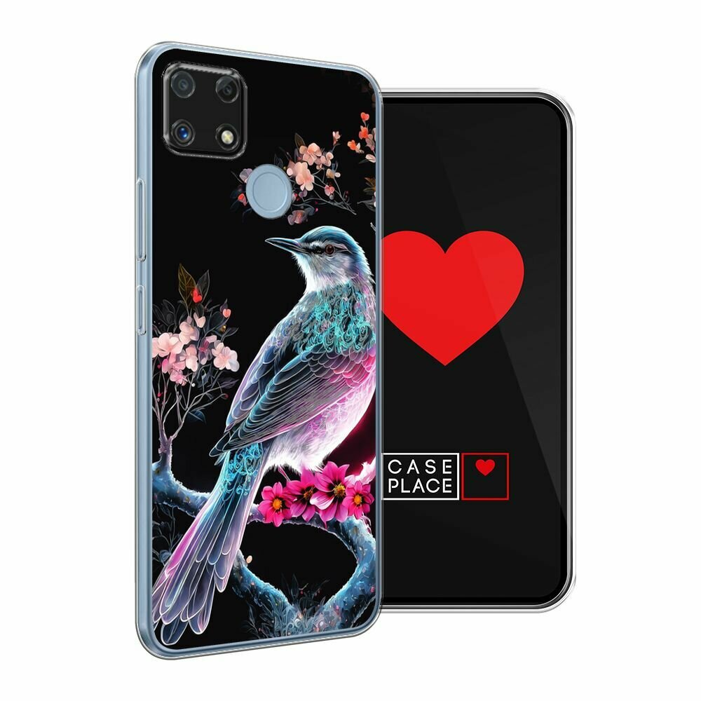 Чехол на Realme C25/C25s / Реалми С25/C25s с принтом "Птица на цветущем дереве" — фото 1