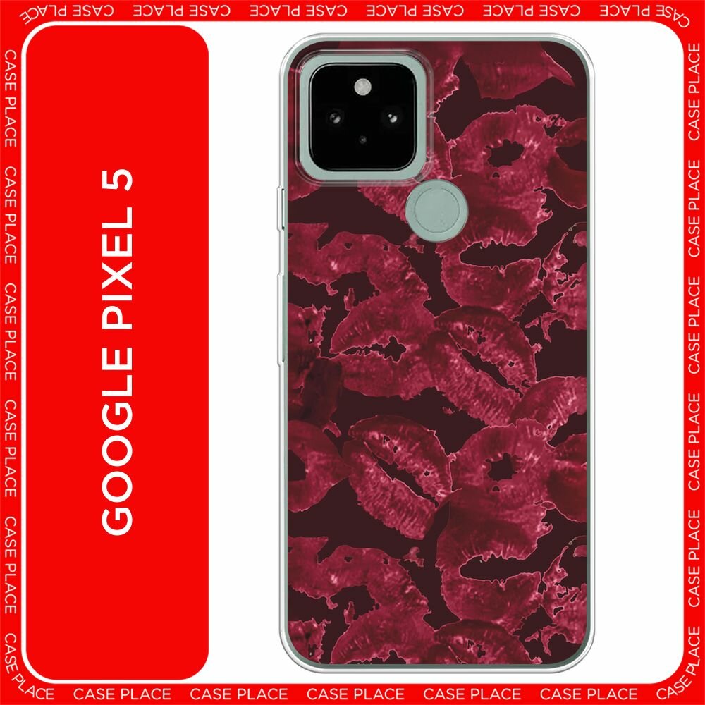 Чехол на Google Pixel 5 / Гугл Пиксель 5 с принтом Помада паттерн 1