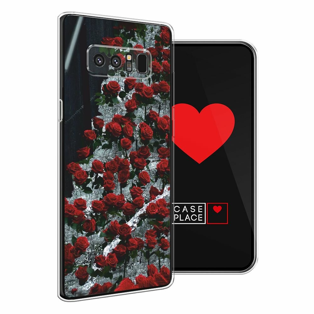 Чехол на Samsung Galaxy Note 8 / Самсунг Галакси Нот 8 с принтом Цветущие алые розы — фото 1