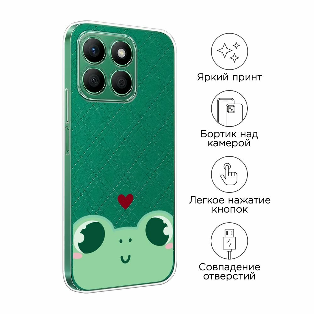 Чехол на Honor X8B / Хонор X8B с принтом "Влюблённая лягушка - 14 февраля", прозрачный — фото 1