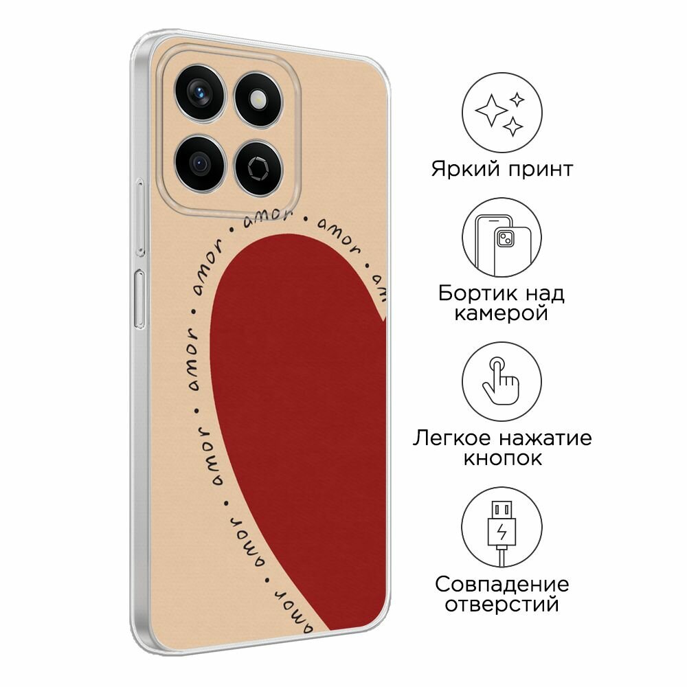 Чехол на Honor X7c / Хонор X7c с принтом "amor heart 1 - 14 февраля" — фото 1