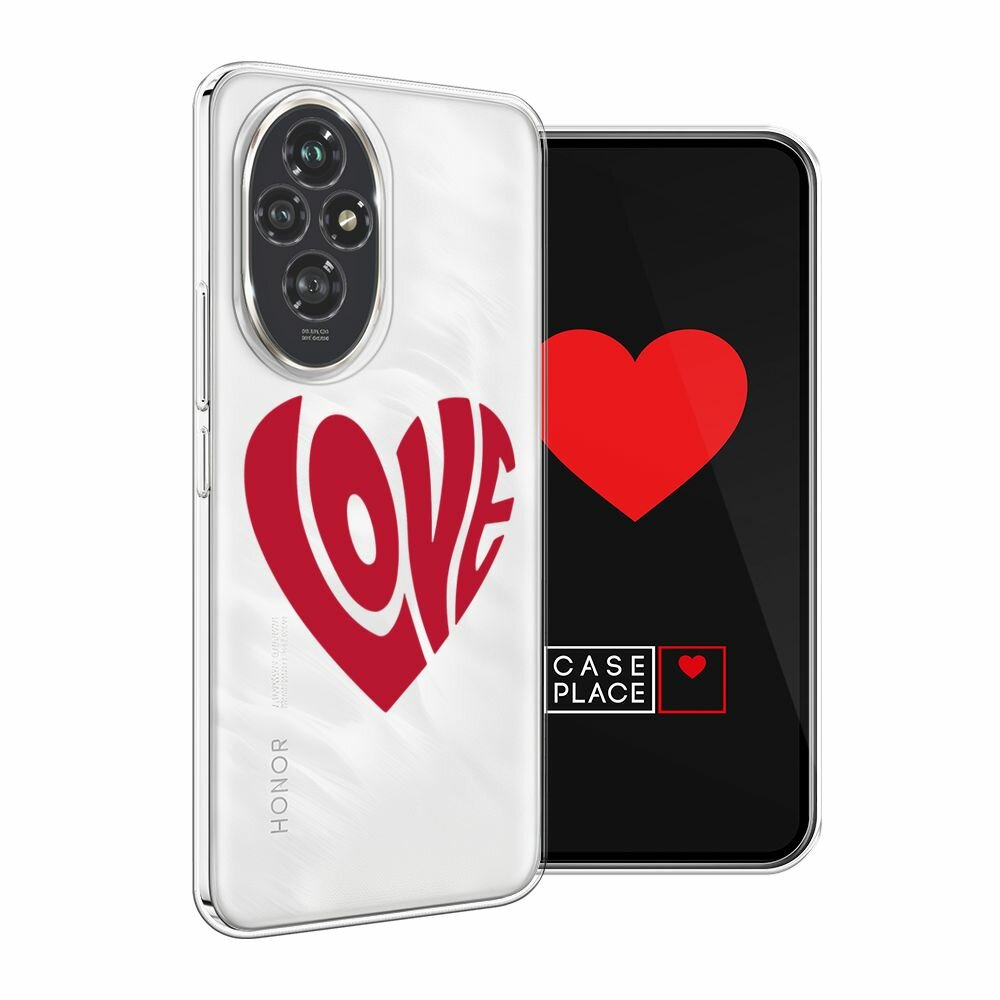 Чехол на Honor 200 / Хонор 200 с принтом "Love heart 2 - 14 февраля", прозрачный — фото 1