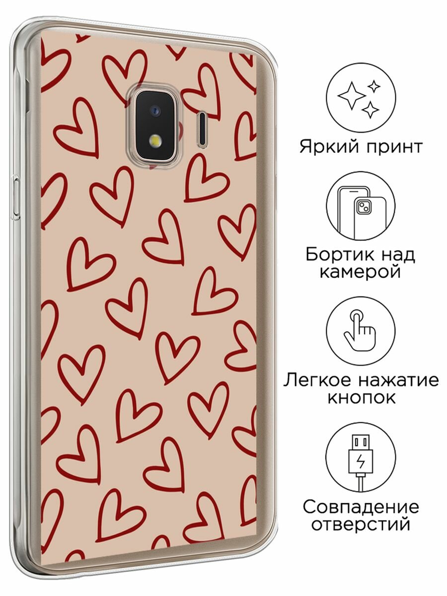 Чехол на Samsung Galaxy J2 Core (2018/2020) с принтом "Little hearts doodles 1 - 14 февраля" — фото 1