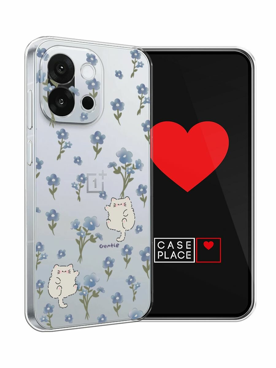 Чехол на OnePlus 13T / Ван Плас 13Т с принтом "Gentle cats", прозрачный — фото 1