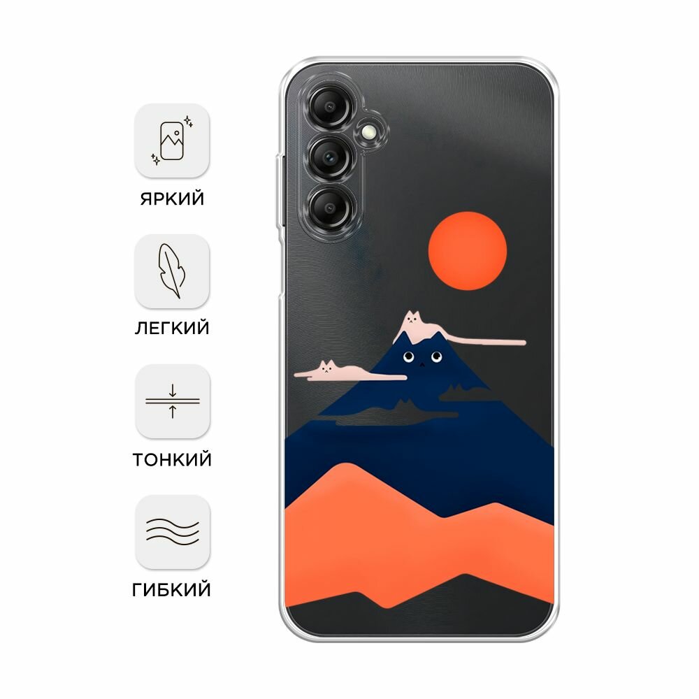 Чехол на Samsung Galaxy A15 / Самсунг А15 с принтом "Кот-гора", прозрачный — фото 1