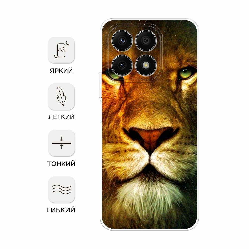 Силиконовый чехол на Honor X8A / Хонор X8A с принтом "Лев арт 8" — фото 1
