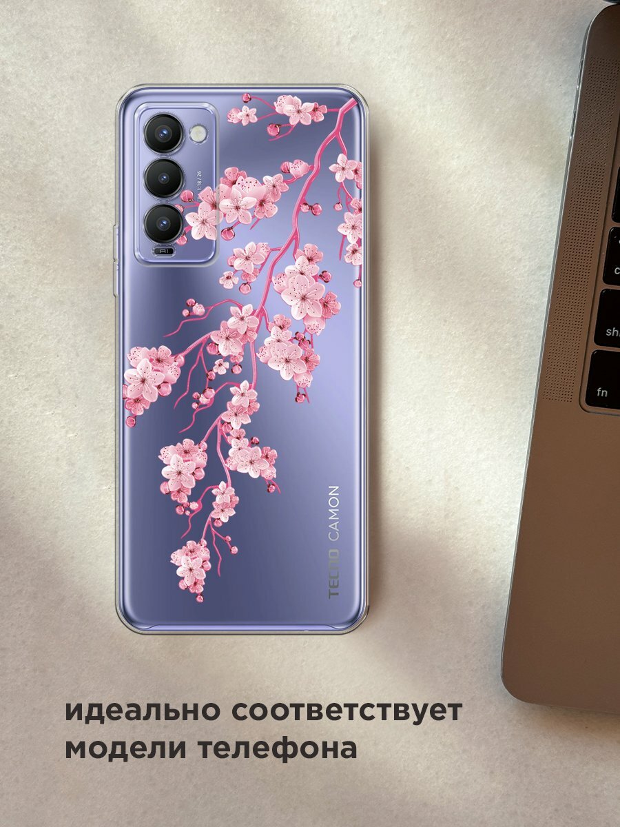 Чехол на Tecno Camon 18/18T / Текно Камон 18/18T с принтом "Ветка сакуры 2" — фото 1