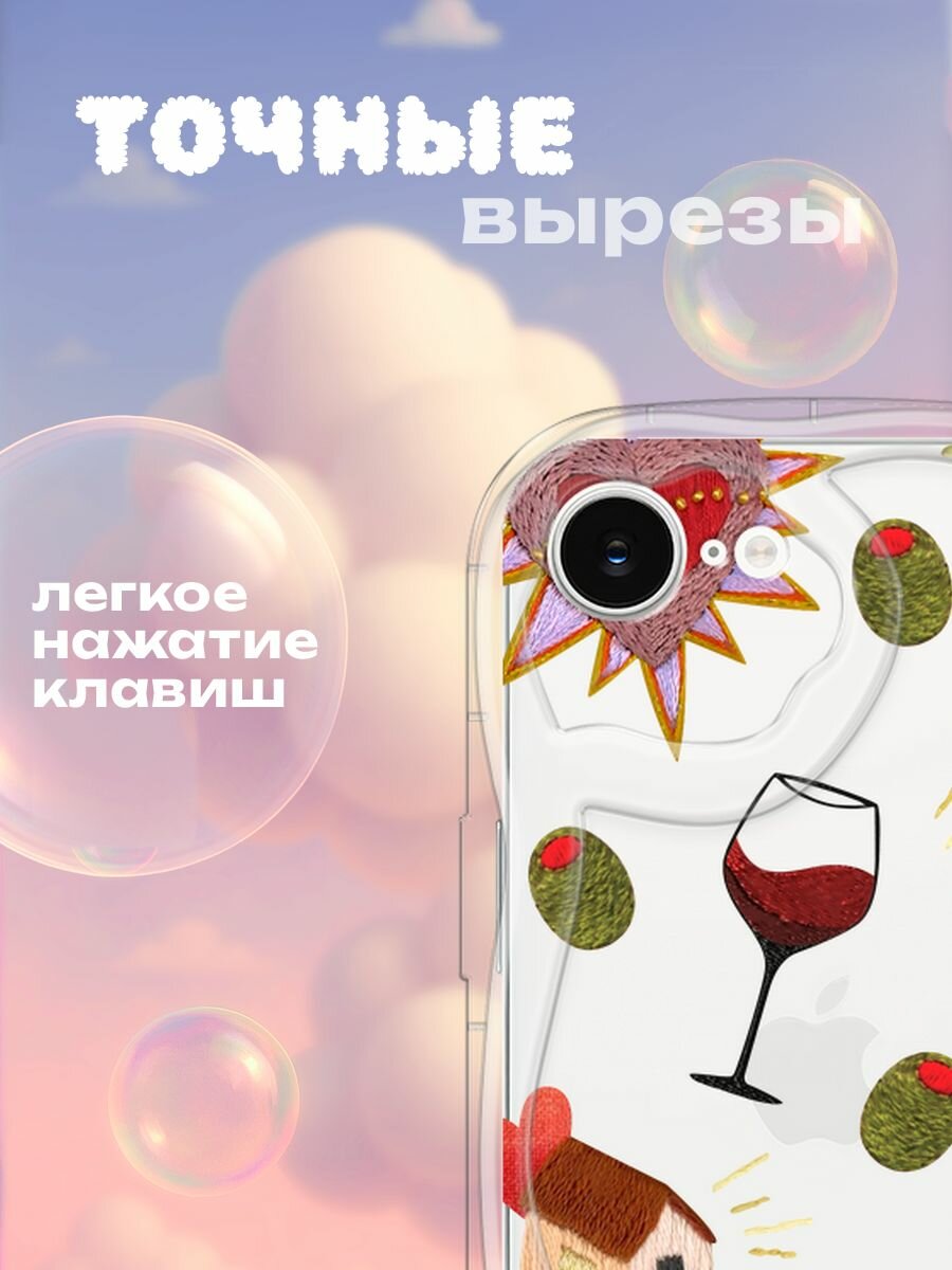 Чехол на iPhone 16e / Айфон 16е/17e с принтом "Ниточный коллаж", прозрачный — фото 1