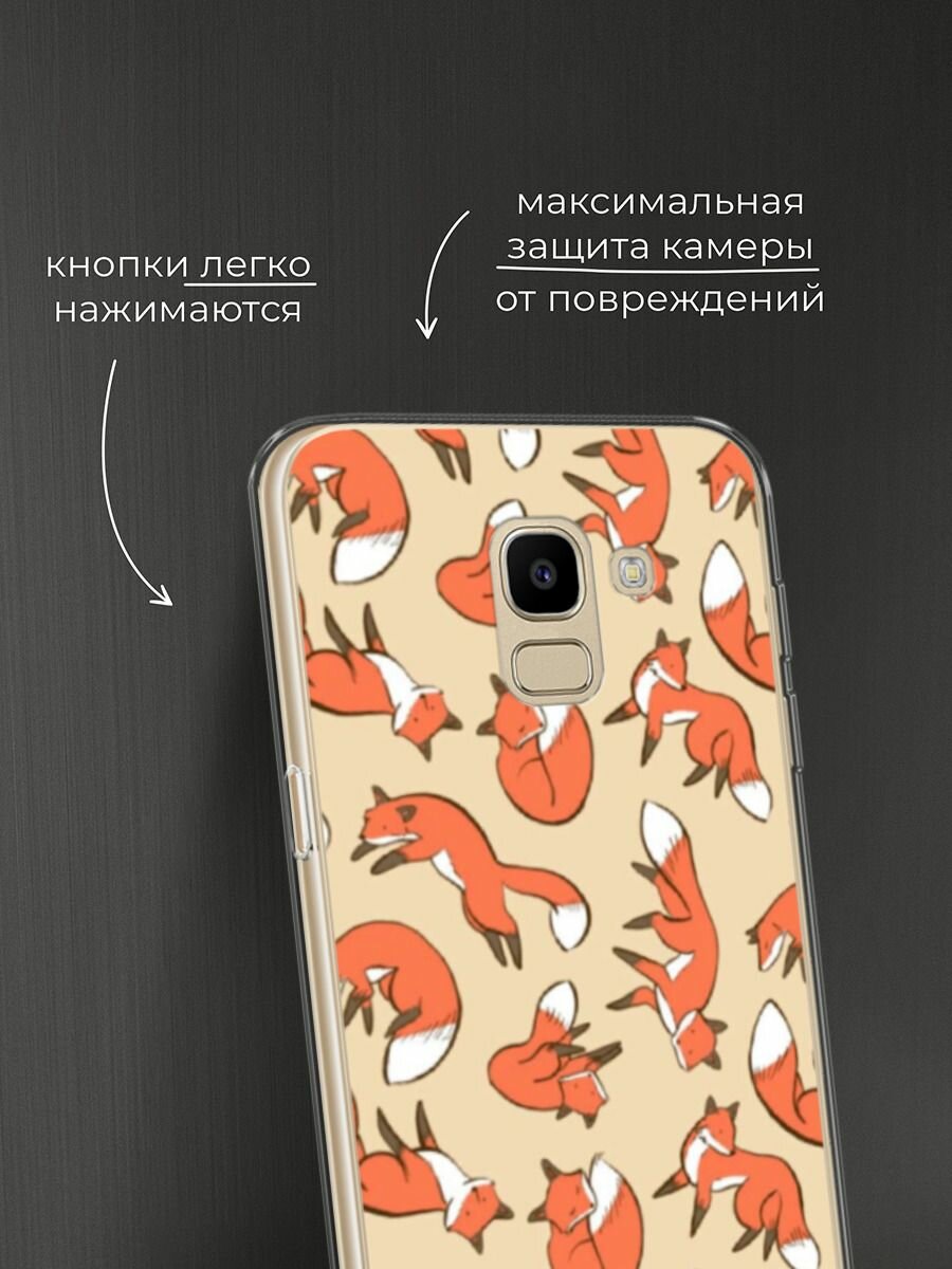 Чехол на Samsung Galaxy J6 2018 / Самсунг Галакси Джей 6 2018 с принтом "Лисички фон" — фото 1