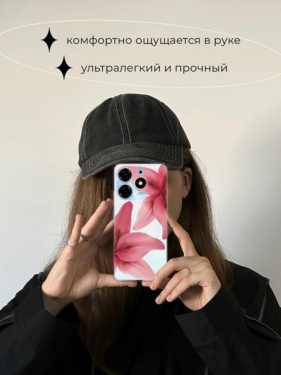 Чехол на Tecno Spark 10 Pro / Текно Спарк 10 Про с принтом "Pink flower" — фото 1