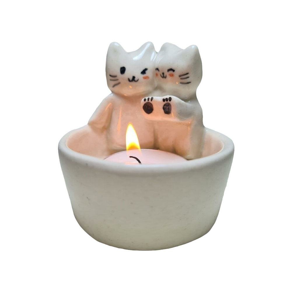 Подсвечник с мультяшным котенком, Котенок греет лапки, Милый ароматизированный подсвечник, подарок для девушек-женщин, выбор любителя кошек