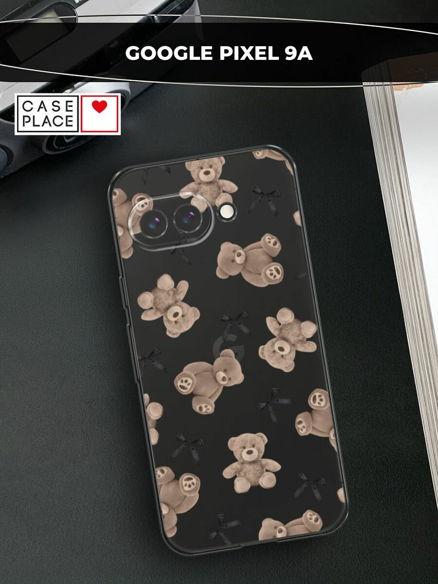 Чехол на Google Pixel 9a / Гугл Пиксель 9a с принтом "Плюшовые мишки 2", прозрачный