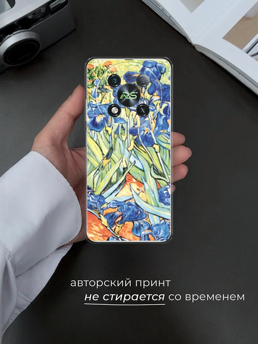 Силиконовый чехол на Itel RS4 / Ител РС4 с принтом "Ирисы Ван Гог" — фото 1