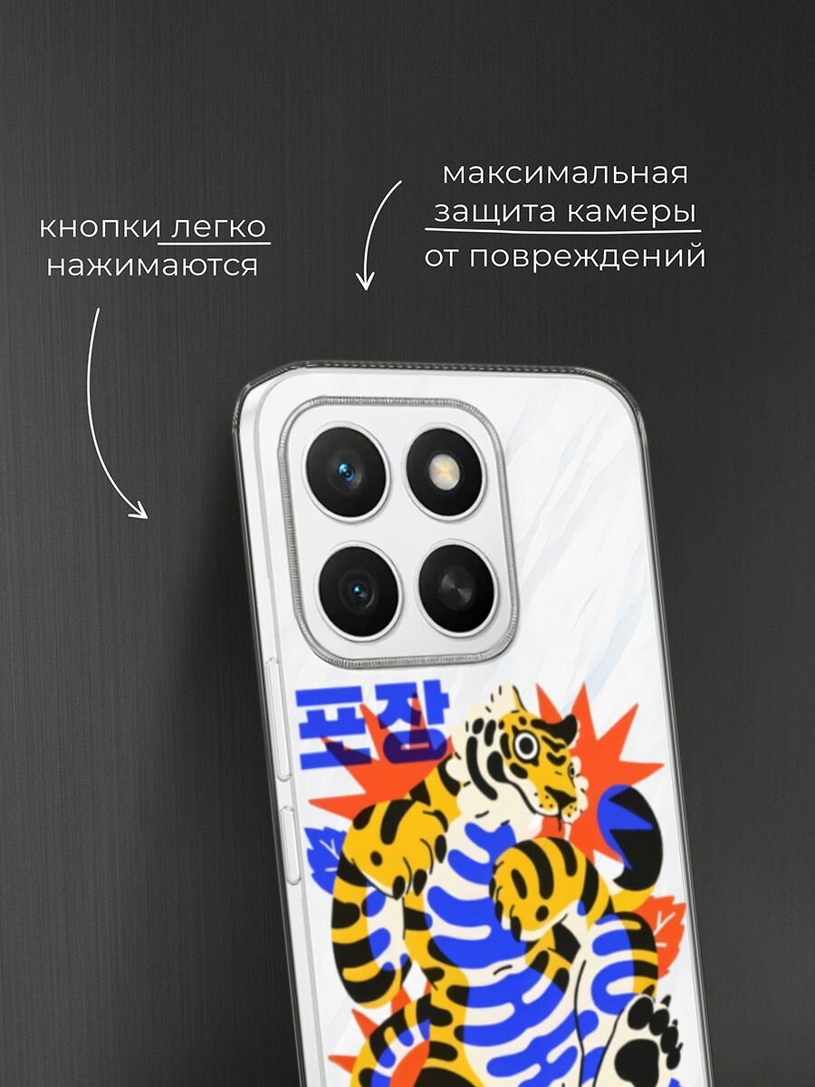 Чехол на Honor X8c / Хонор X8c с принтом "Wooza", прозрачный — фото 1