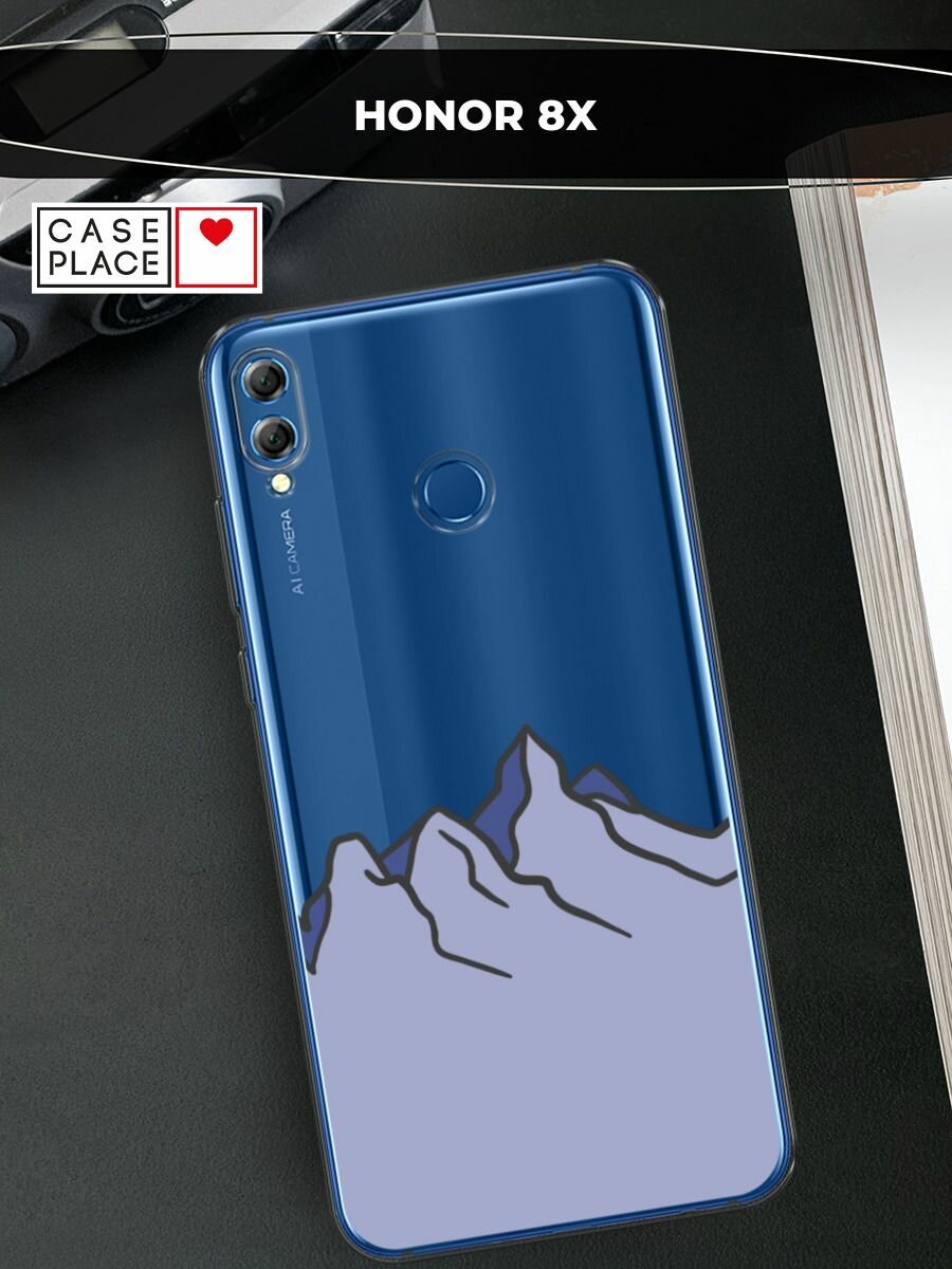 Силиконовый чехол на Honor 8X / Хонор 8Х с принтом "Гора", прозрачный