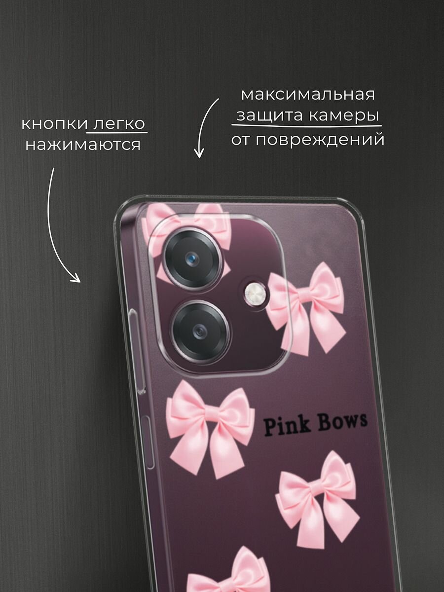 Чехол на Oppo A3/A3x / Оппо А3/A3x с принтом "Pink Bows", прозрачный — фото 1
