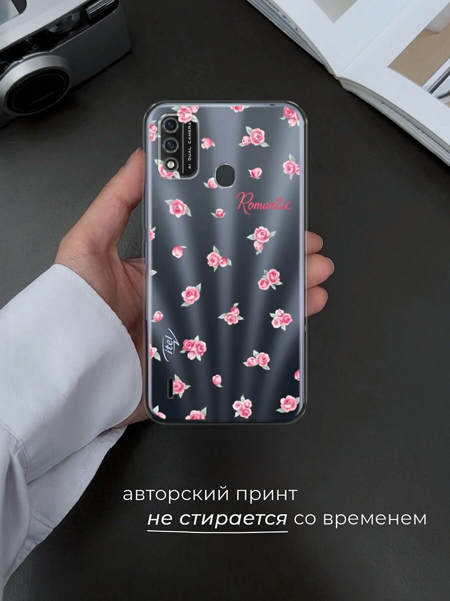 Чехол на Itel A48 / Ител А48 с принтом "Romantic 2", прозрачный — фото 1