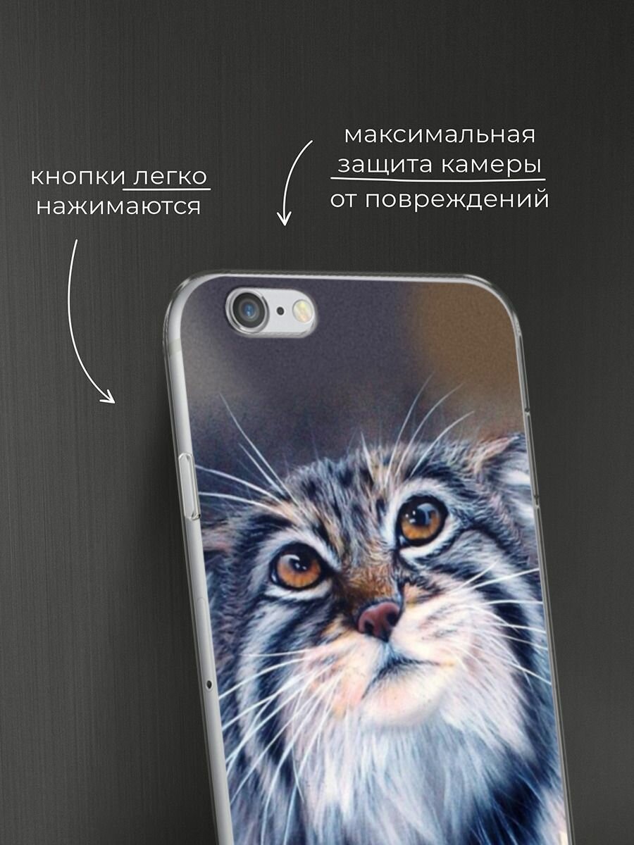 Силиконовый чехол на Apple iPhone 6 / Айфон 6 с принтом "Кот манул 2" — фото 1