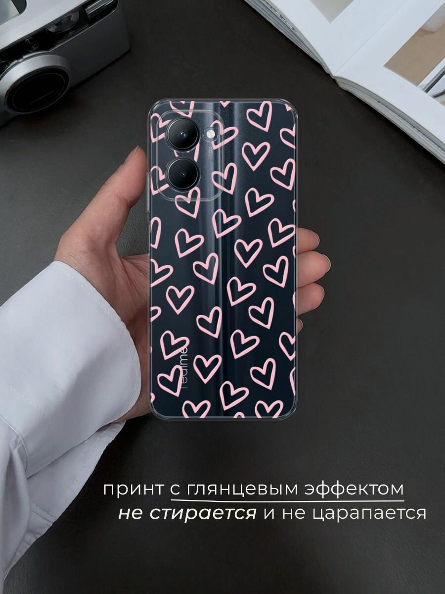 Чехол на Realme C33 / Реалми С33 с принтом "Сердца паттерн" — фото 1