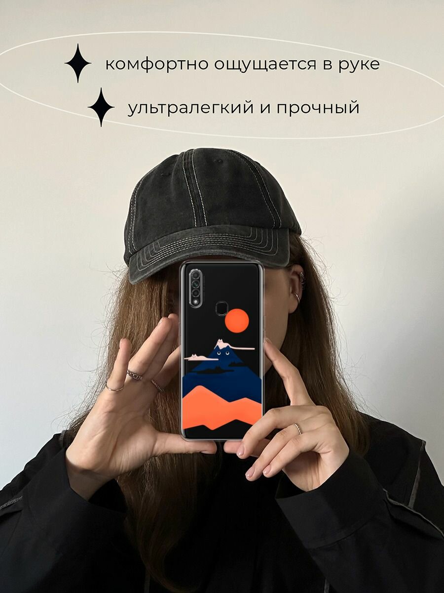 Чехол на Oppo A31 / Оппо А31 с принтом "Кот-гора", прозрачный — фото 1
