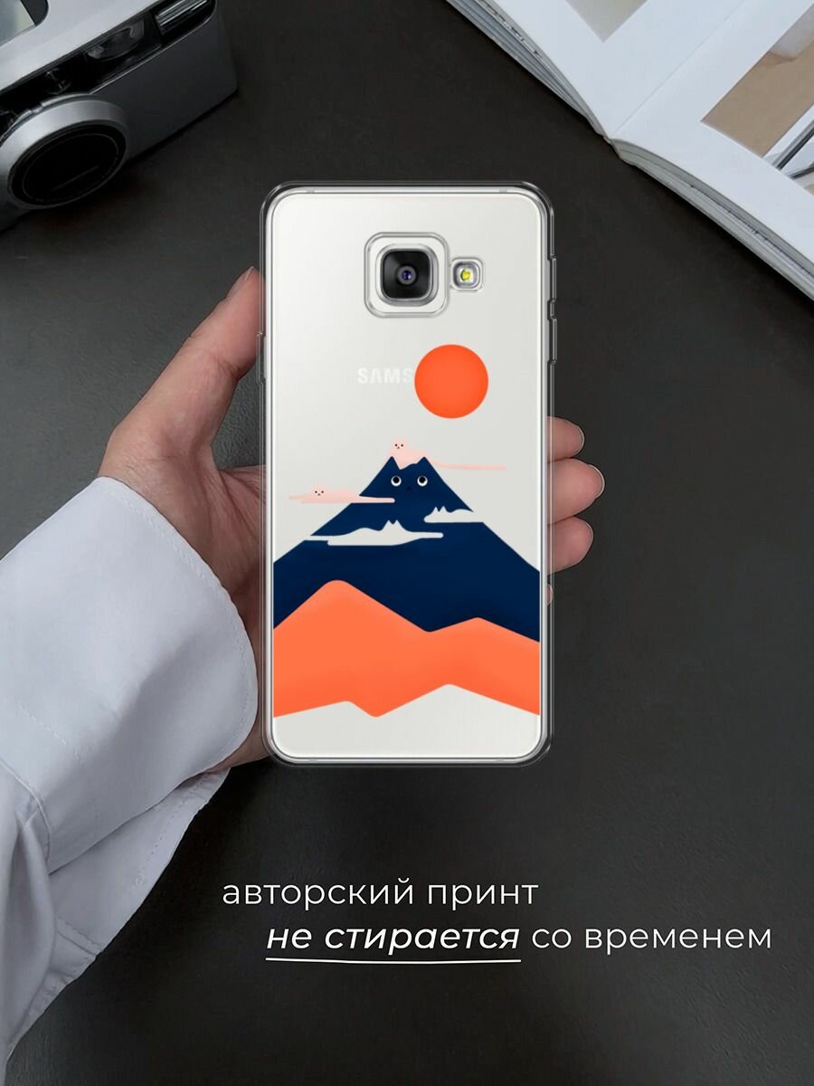 Чехол на Samsung Galaxy A3 2016 / Самсунг Галакси А3 2016 с принтом "Кот-гора", прозрачный — фото 1